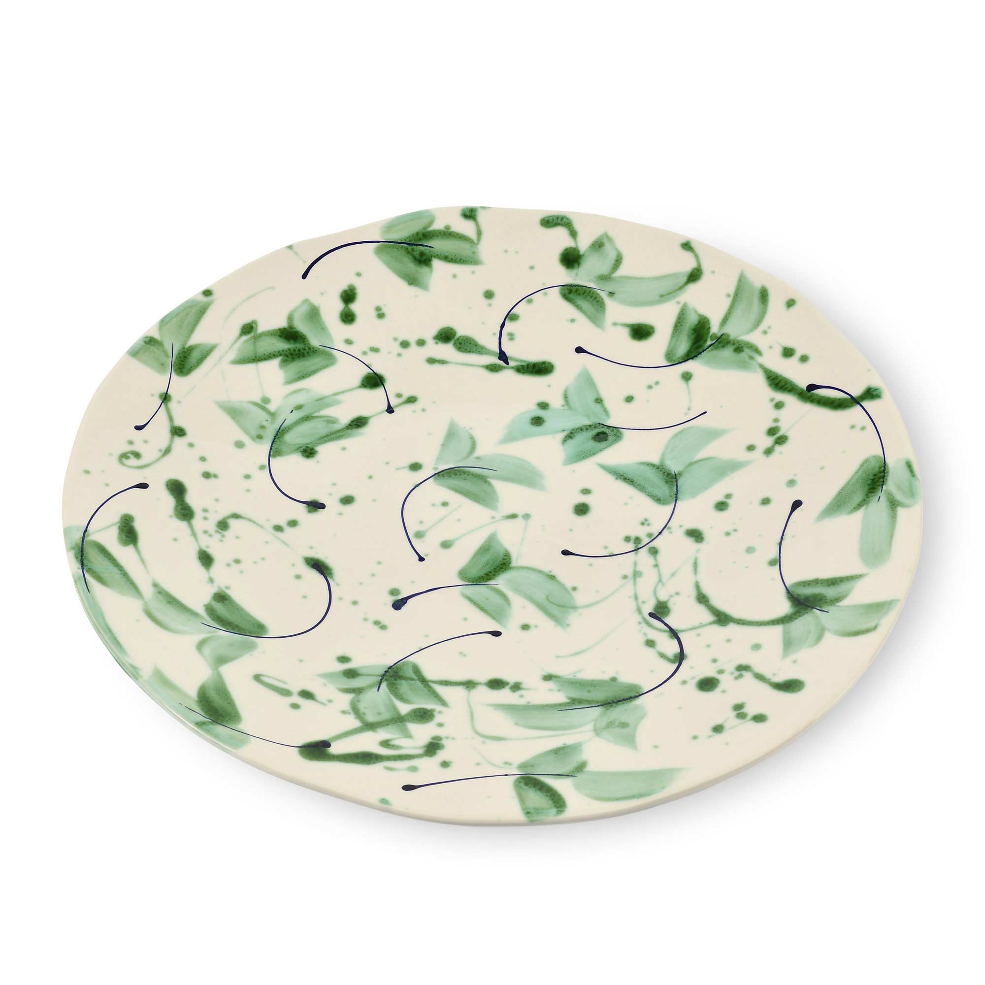 Ceramic Round Serve Dish With Green Leaves by Bkerzay – The Conran Shop