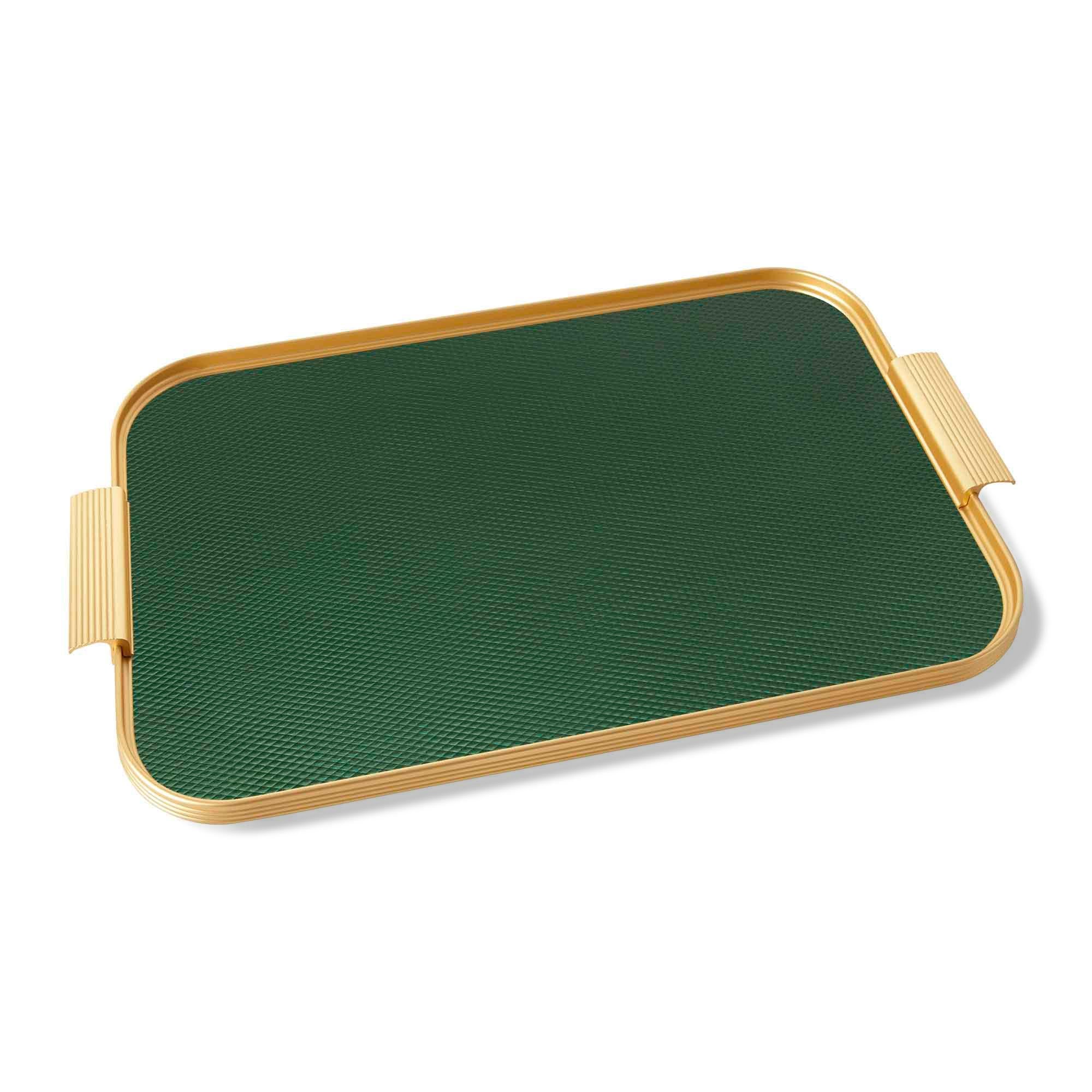 Ribbed Tray in Forest Green and Gold - 18 Inch by Kaymet – The Conran Shop